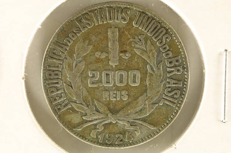1924 Brazil Silver 2000 Reis .1286 Oz. Asw