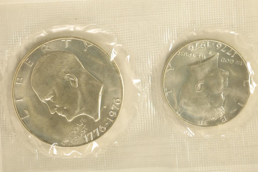 1976 D Silver 2 Coin Set: Jfk Half Dollar & Ike