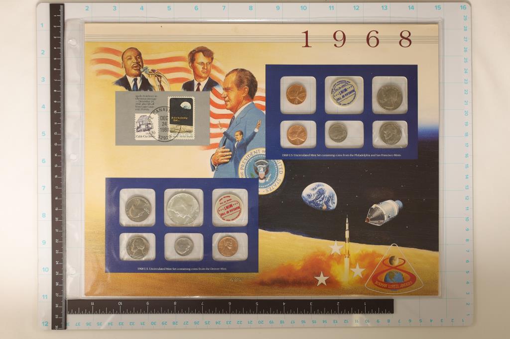 1968 Us Mint Set (unc) P/d/s On Large Cardboard