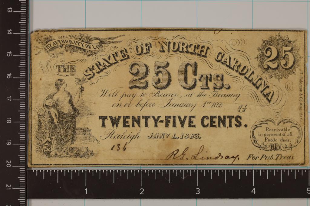 1863 State Of North Carolina 25 Cent Fractional