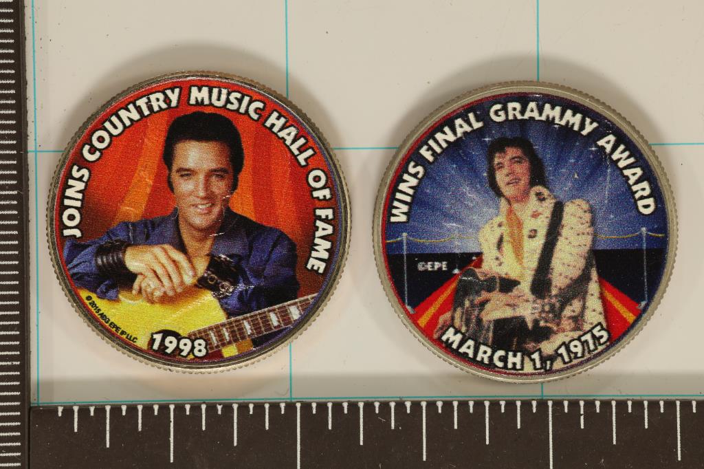 2 Colorized Elvis Coins On Kennedy Halves Bu Auction