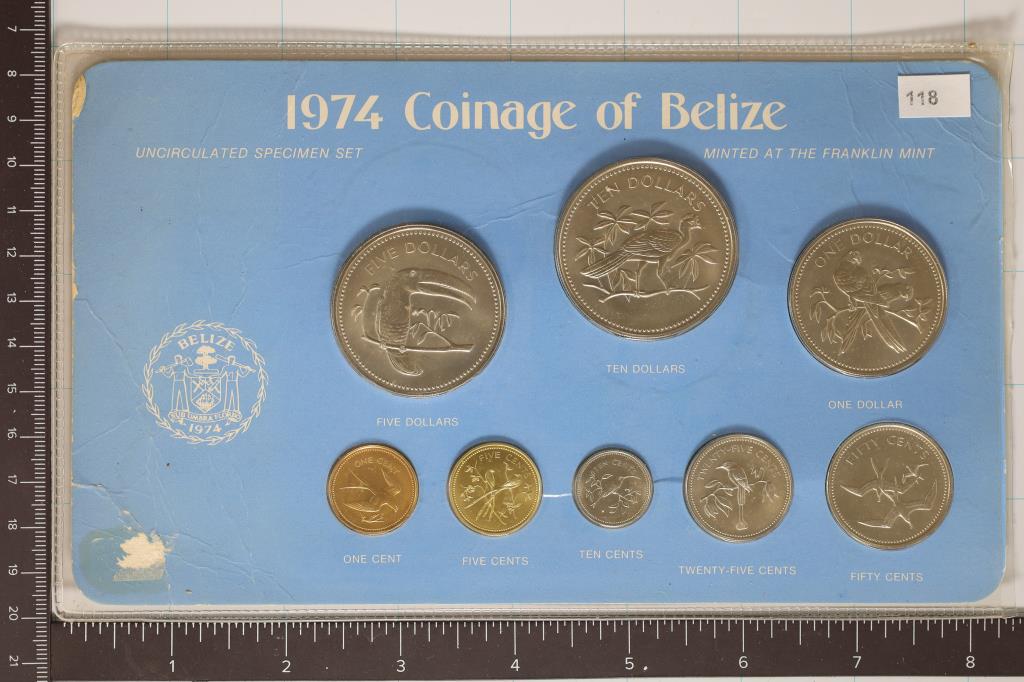 1974 Coinage Of Belize 8 Coin Unc Specimen Set Auction