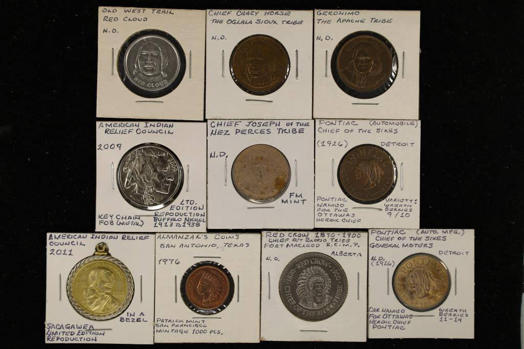 10-native American Tokens: Chief Crazy Horse, Auction