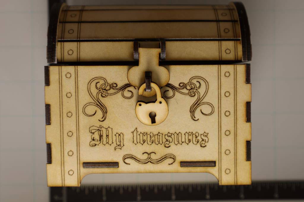 Wood Custom Laser Cut Treasure Chest Coin Bank. Auction