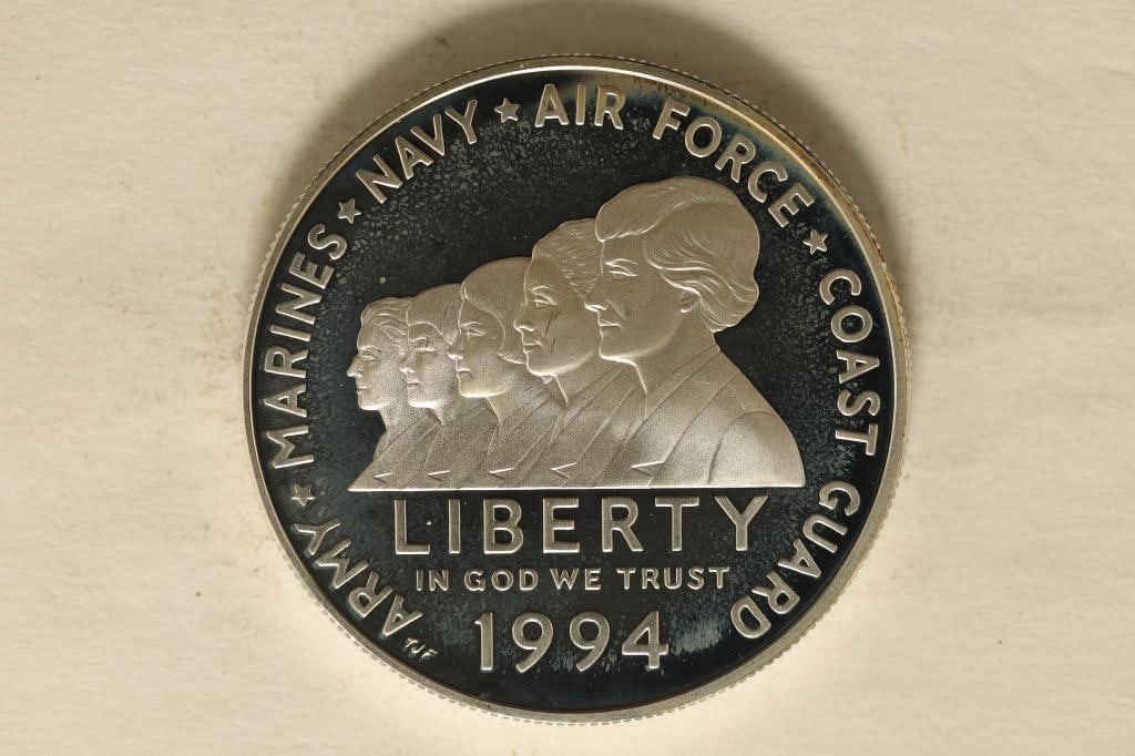 1994 P Us Proof Silver Dollar "women In Military"