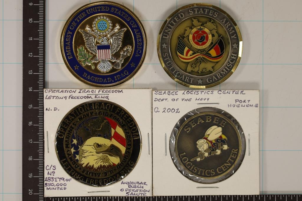 4-us Military Metal Challenge Coins: 1 1/2" - 2" Auction