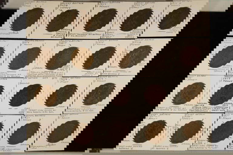 Errors 20 Great Britain 1 Penny Error Coins.