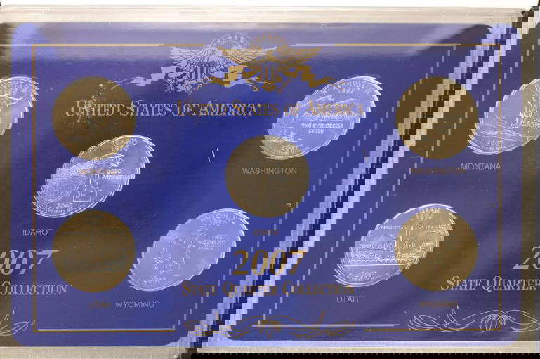 2007 State Quarter 5 Coin Unc Set In Hard Plastic