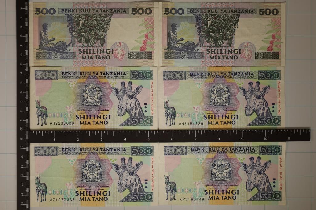 6 Tanzania 500 Shilling Colorized Bills With