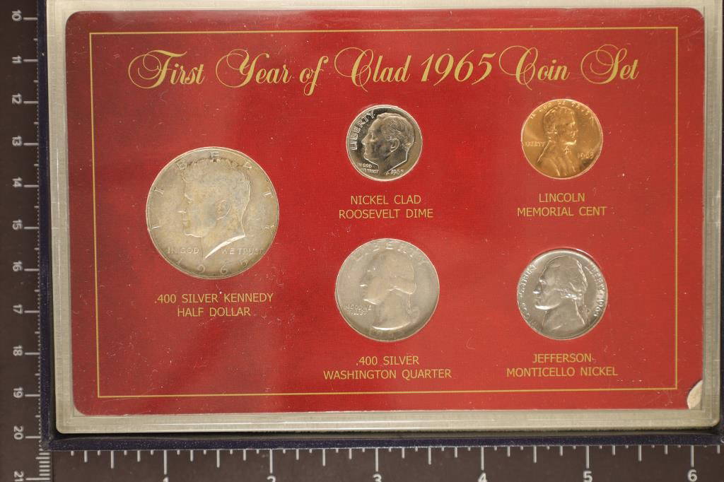 1st Year Of Clad Us Coins 1965 Coin Set With Outer Auction