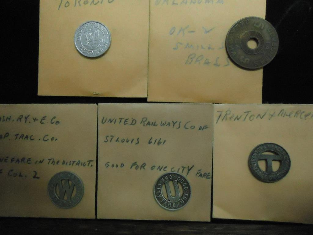 5 Assorted Transportation Tokens See Description