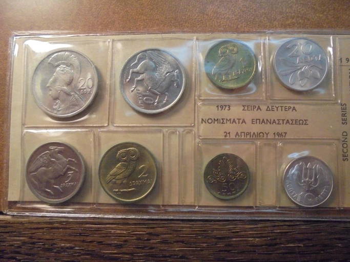 1973 Greek Coins Of The Revolution 2nd Series Unc Set,