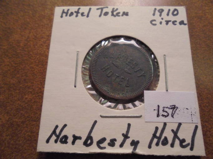 Circa 1910 Harbesty Hotel Token Good For 5 Cents