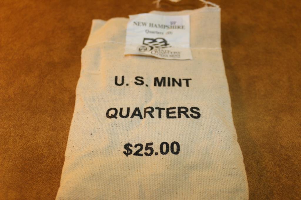 $25 Us Mint Bag Of 2000 D New Hampshire Quarters