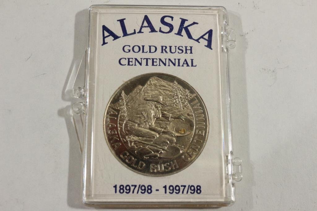 Alaska Gold Rush Centennial Token With Real Gold