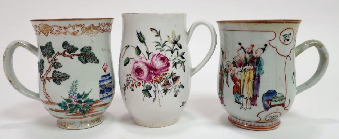 3 Porcelain Mugs, Chinese Export, Samson & English