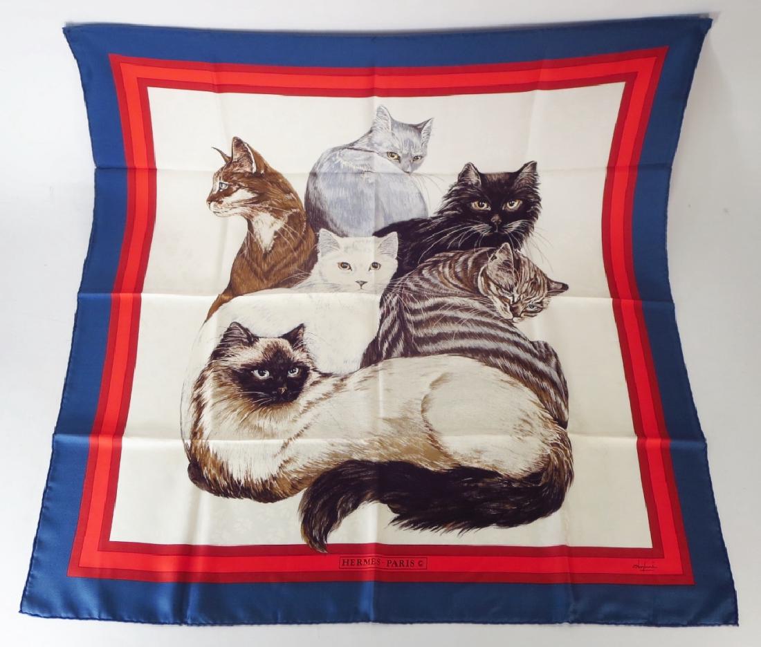 Hermes Silk Scarf Cats
