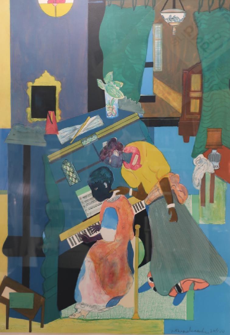 Romare Bearden,Am.,Piano Lesson, color litho