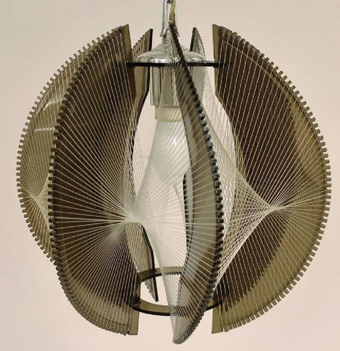 Midcentury Smoked Plexi Monofilament Pendant Light