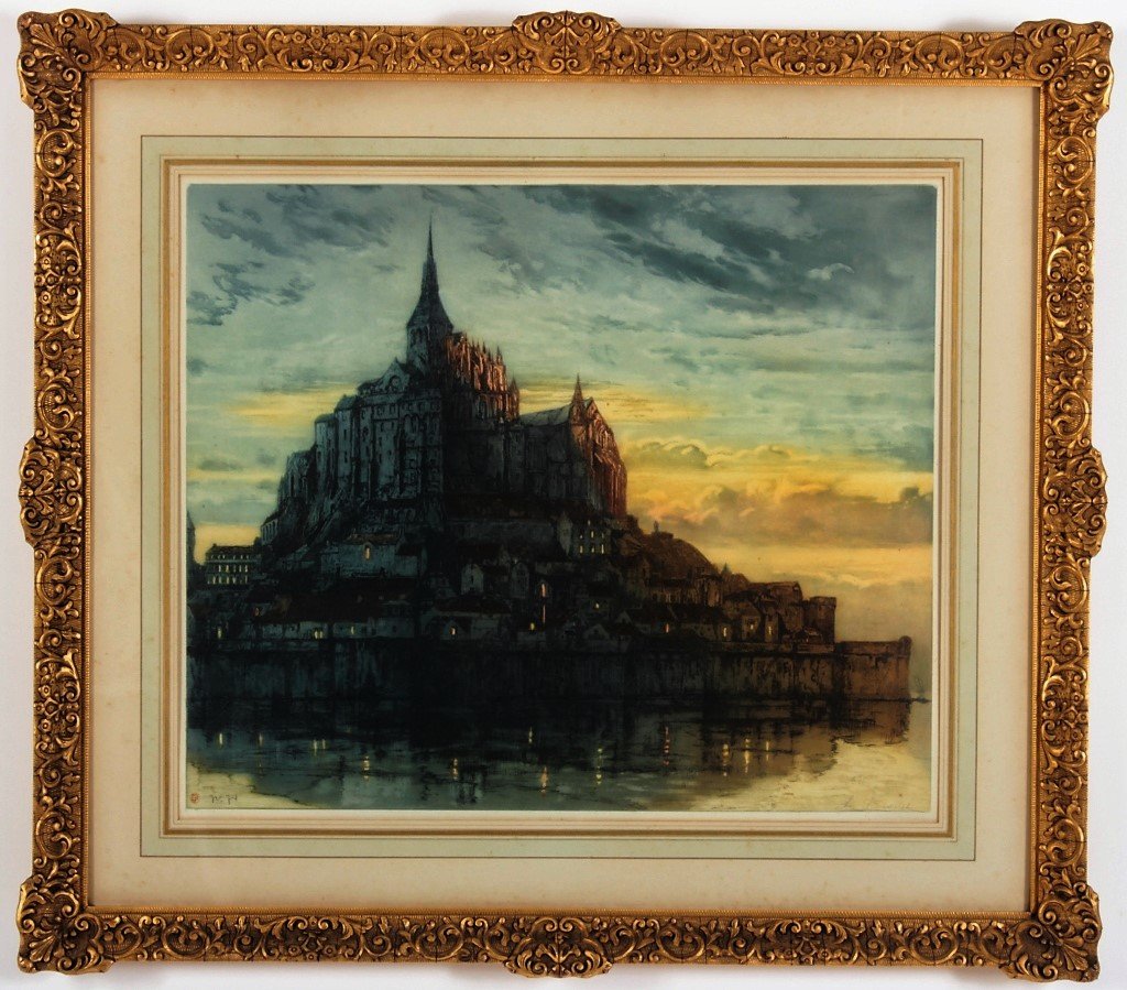 Auguste Brouet 1872 1941 Mont St. Michel, Etching