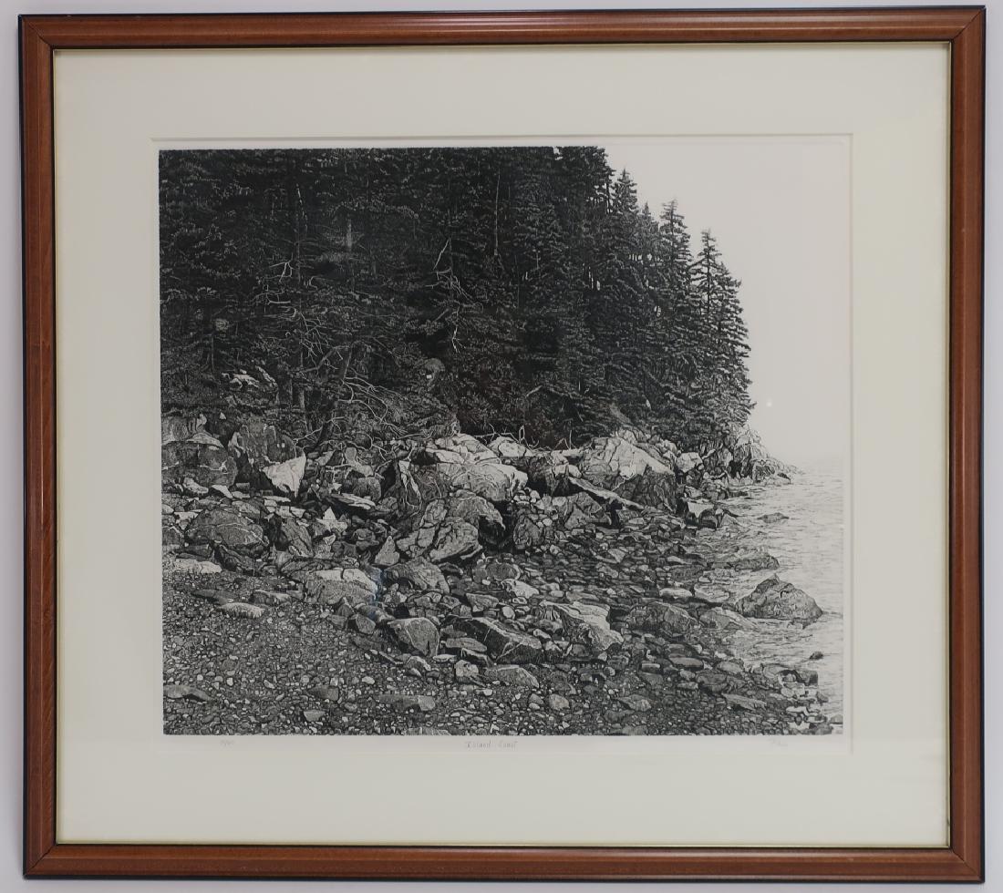 Barbara Pihos "Island Coast" Etching 20th c.