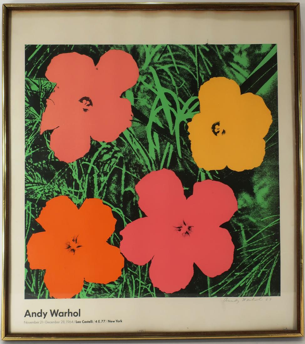 Warhol "Flowers" Hand Signed 1964 Castelli Poster