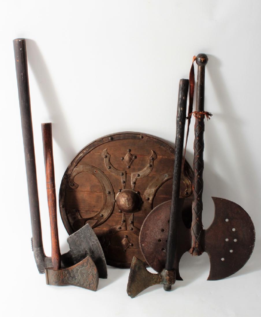 Reproduction Medieval Weapons 4 Axes & A Shield