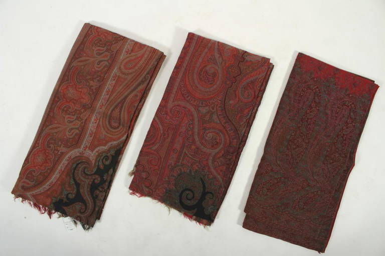 Three Woven Paisley Shawls 20th C.