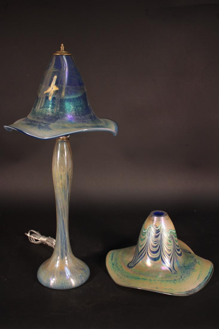 Stephen Fellerman Art Glass Lamp With 2 Shades