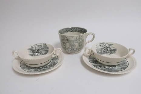 6 Copeland Spode Hunt Scene Egg Cups