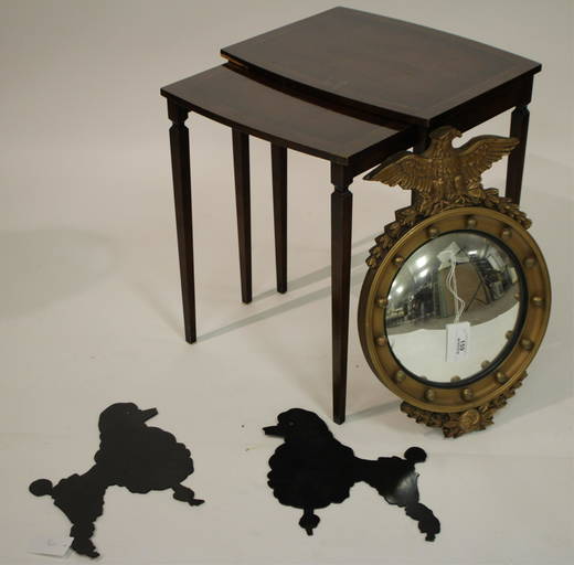 Eagle Mirror, 2 Nesting Tables, 2 Poodle Plaques