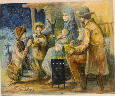 Jacques Lalande Nativity Scene O/c