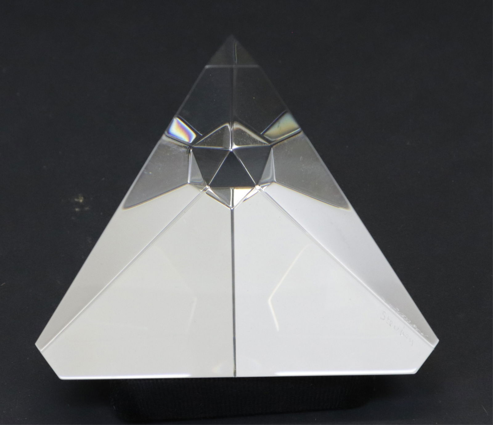 Steuben Clear Glass Pyramid Paperweight