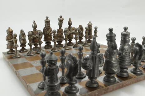Alcoa Aluminum 'alice In Wonderland' Chess Set