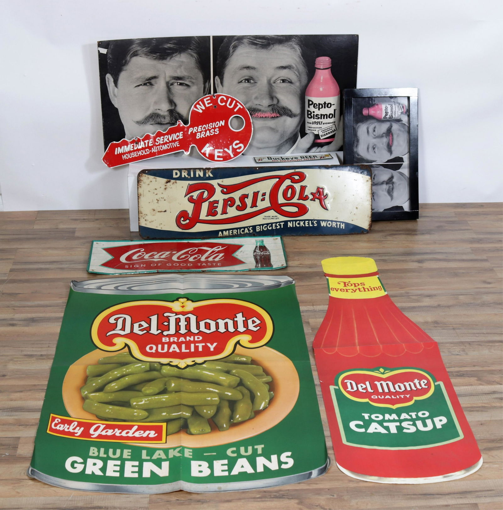 Vintage American Advertising Signage; Paper, Metal