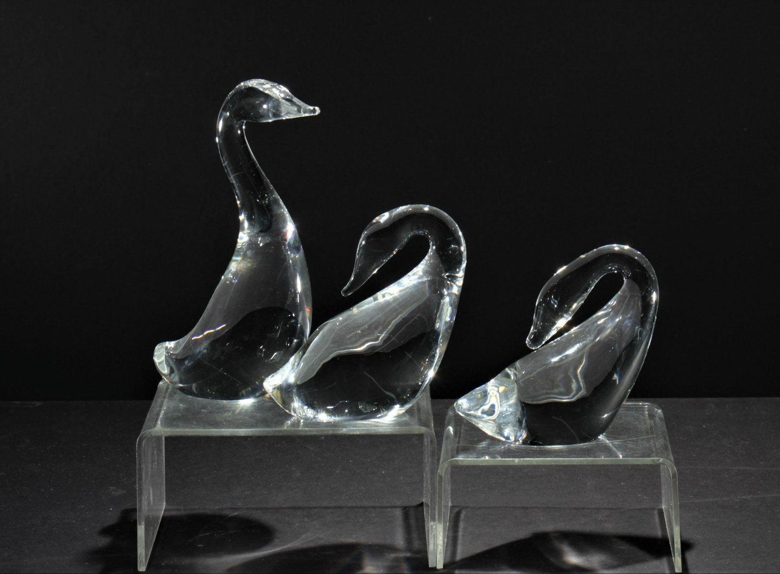 Steuben Preening Goose And Gander Set