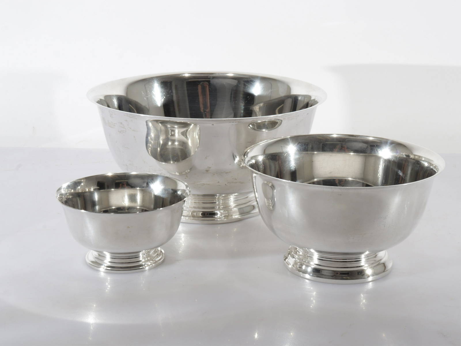 Three Sterling Silver Graduated Size Revere Bowls Auction
