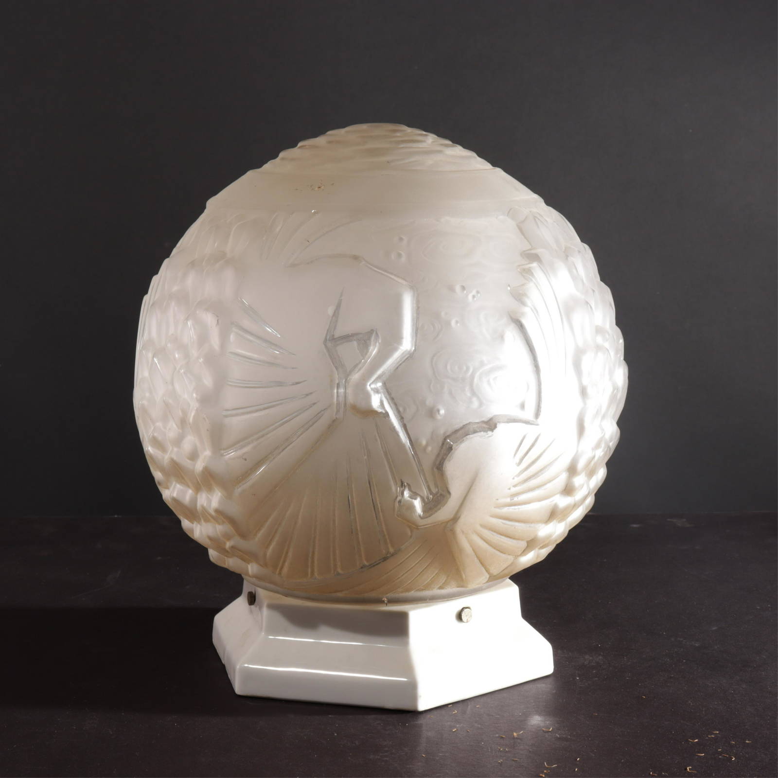 Muller Freres Acid Etched Glass Ceiling Fixture Auction