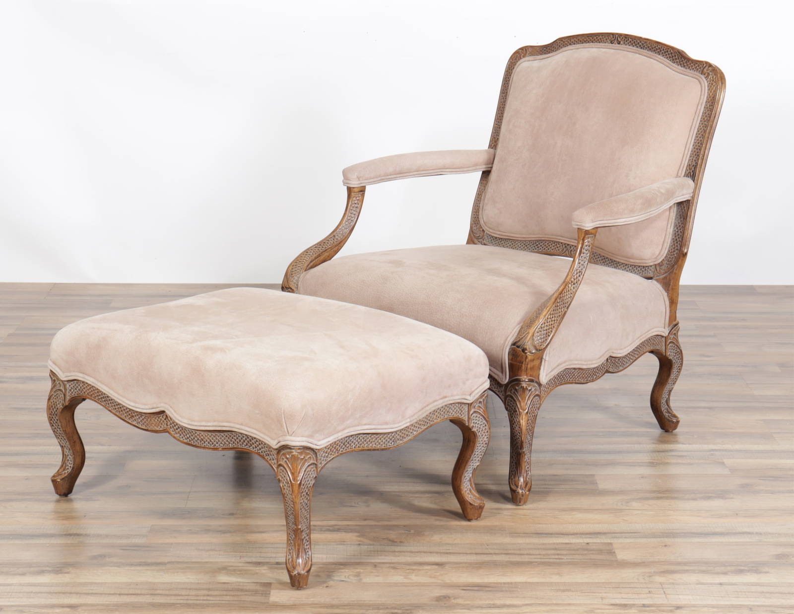Rococo Style Beechwood Armchair & Ottoman Auction