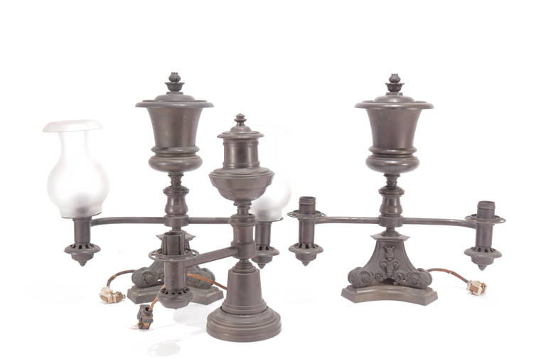 Three Brass Argon Form Lamps