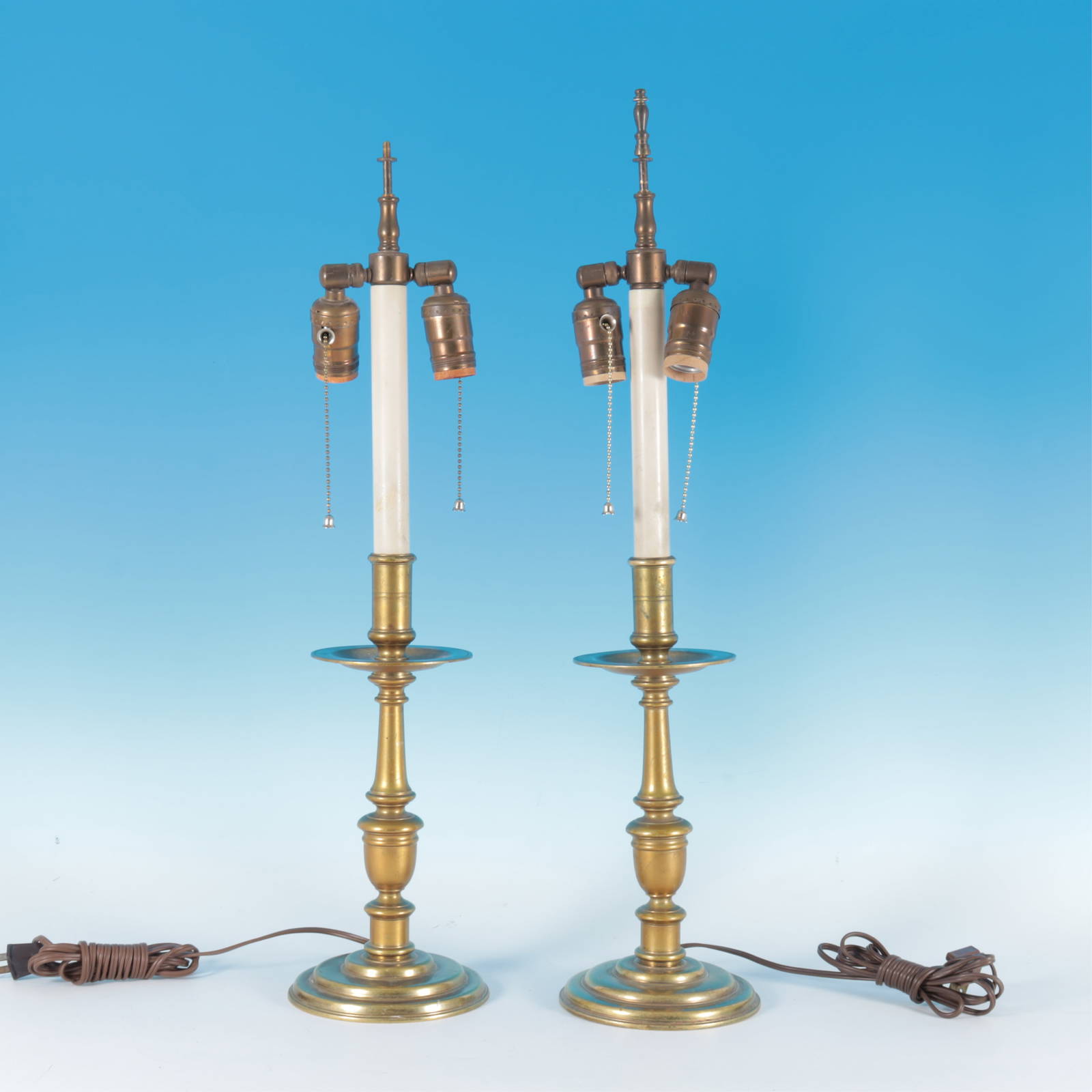 Colonial Williamsburg Candle Stick Lamps Auction