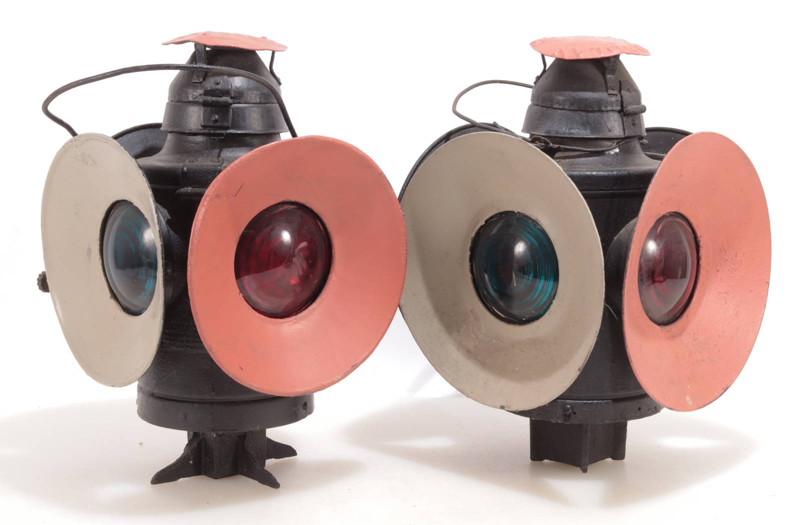 Pair Handlan Painted Railroad Signal Lanterns Auction