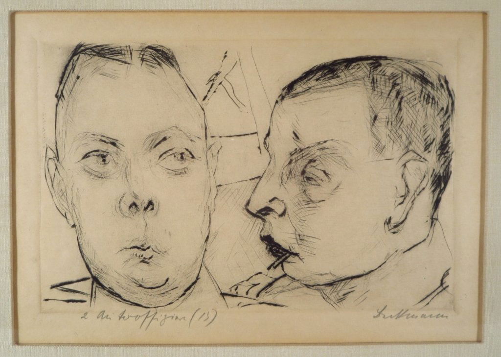 Max Beckmann, "zwei Autooffiziere", Drypoint