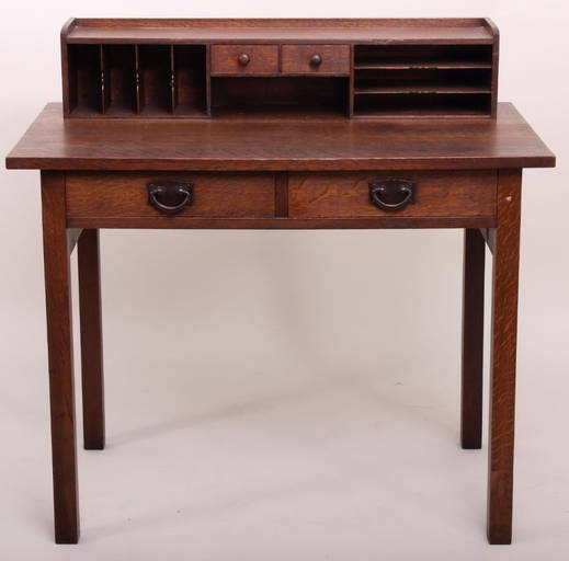 Gustav Stickley Writing Table With Letter Box