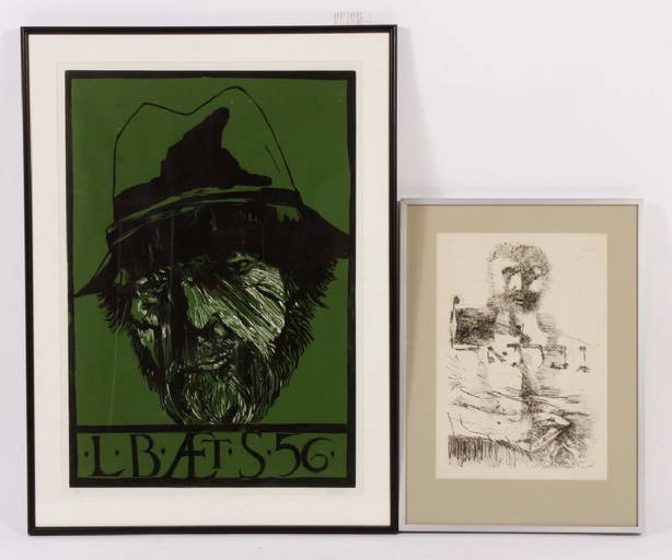 2 Leonard Baskin Prints, Self Portrait & Gabriel