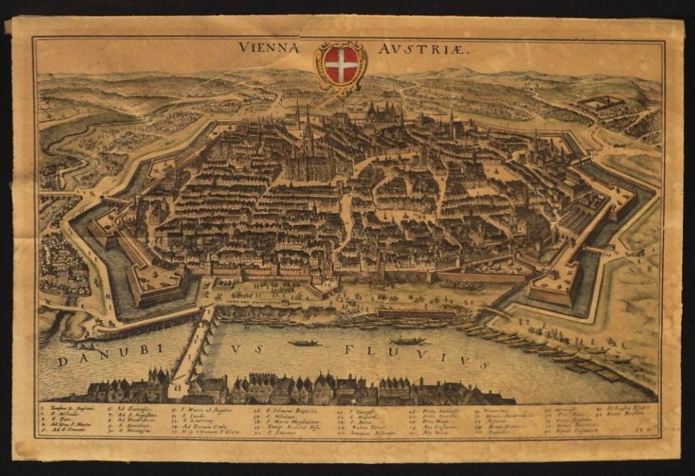 1700 1720 Antique Map Of Vienna Wien Austria