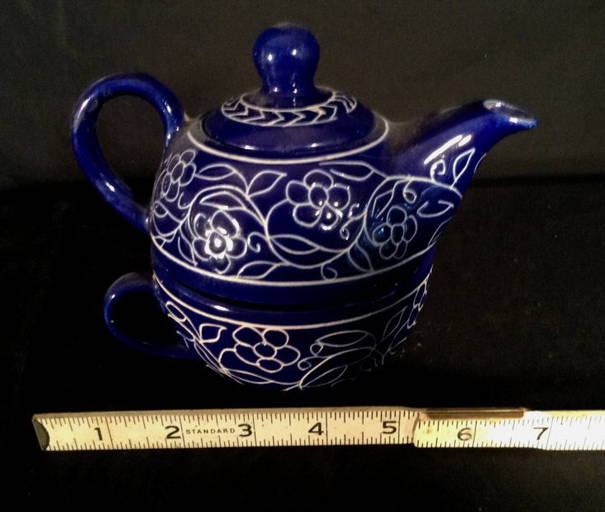 Vintage Blue Tea Pot