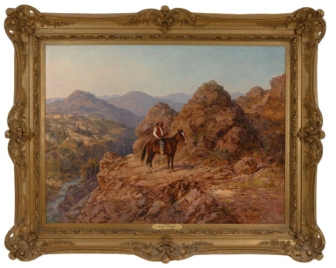 Henry Raschen (1854-1937) Painting, "geronimo" Auction