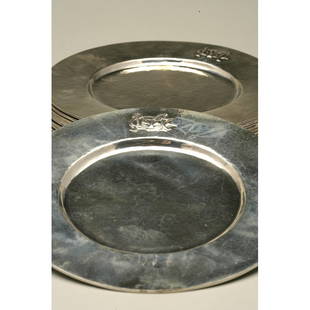 Friedell Sterling Hand Hammered Tray And Plates