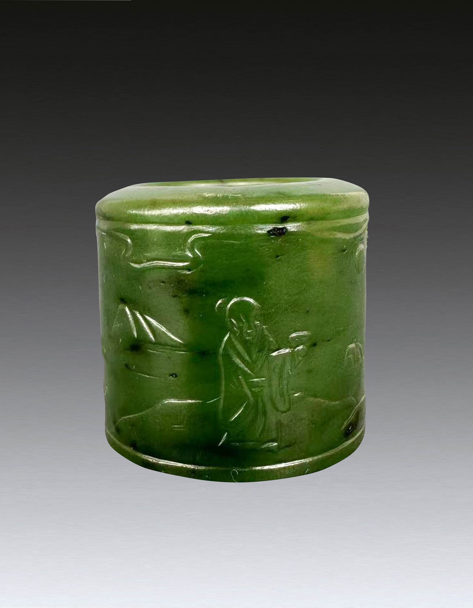 A Chinese Spanish Jade Thumb Ring Qing Dynasty 1644-1912 Auction